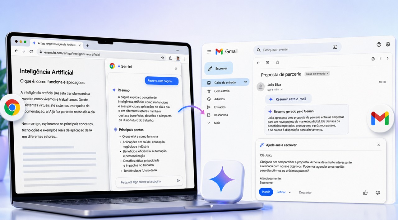 IA no Chrome: Ative Gemini para resumir sites e emails